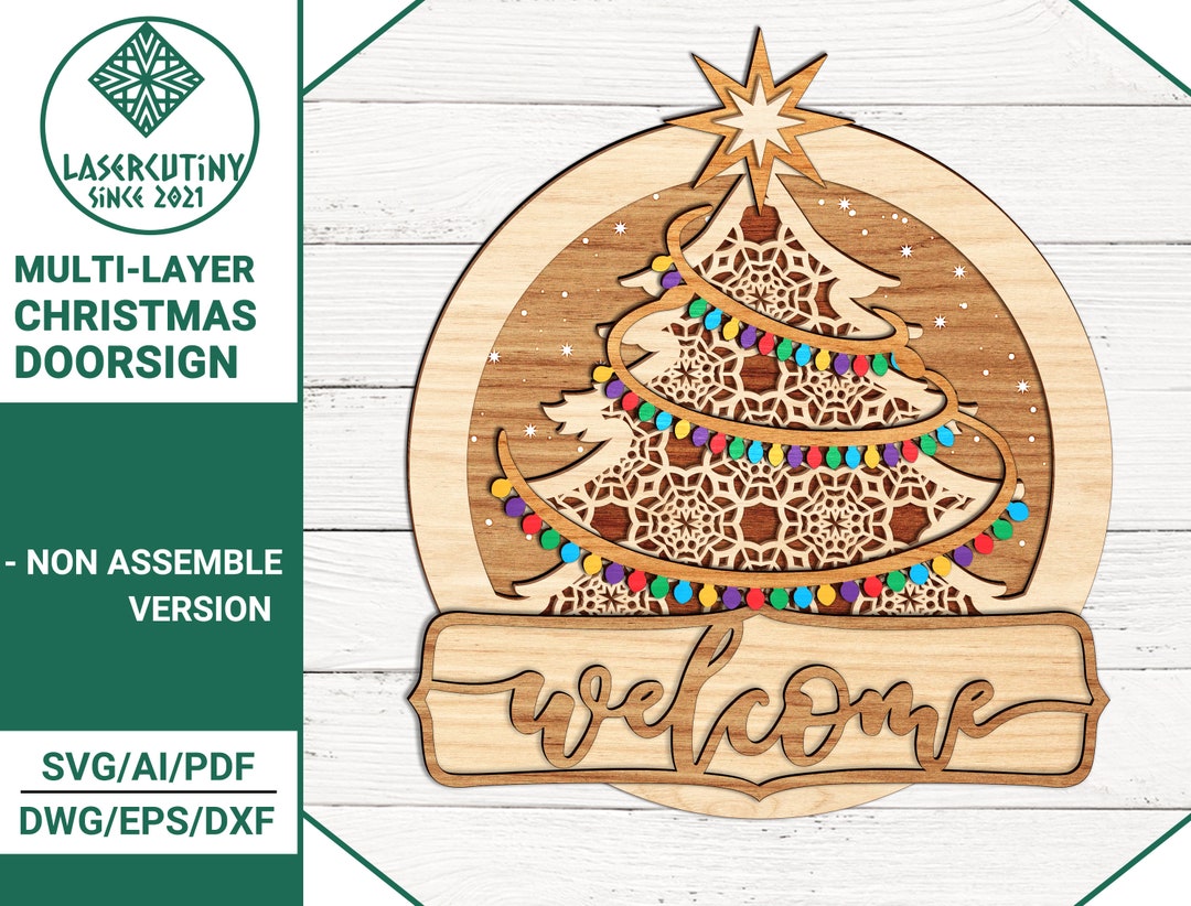 Christmas Tree Sign SVG, Christmas Light Svg, Christmas Door Sign SVG ...