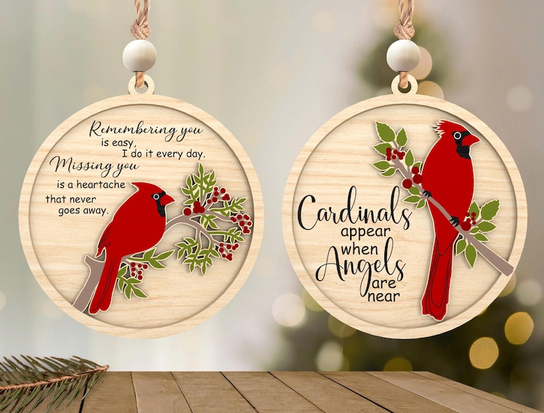Cardinal Memorial Christmas Ornament SVG, You Will Never Be Forgotten ...