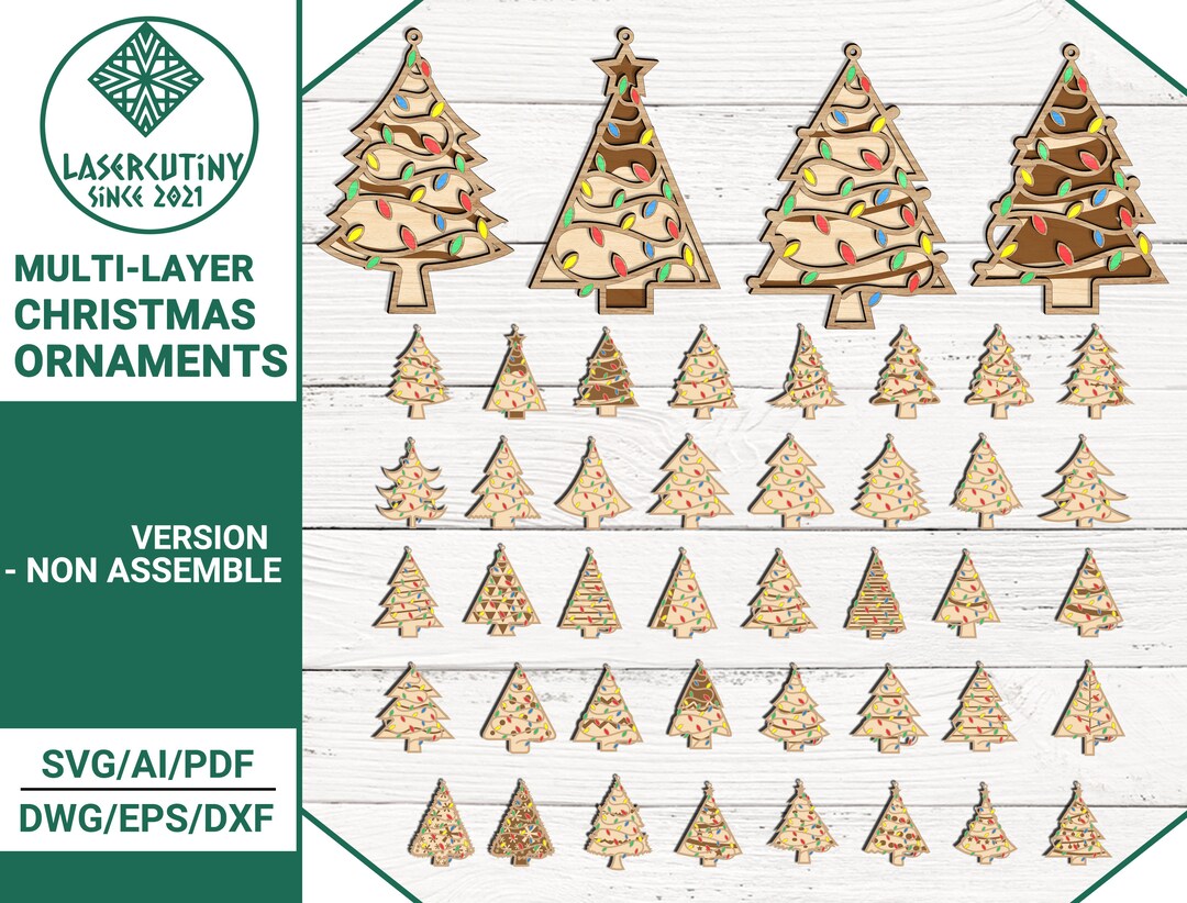 Multilayer Christmas Tree Ornament Glowforge SVG Files Christmas Gift ...