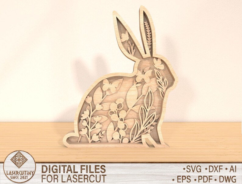 Easter Laser Cut Files Bunny SVG Layered Bundle, Floral Rabbit ...