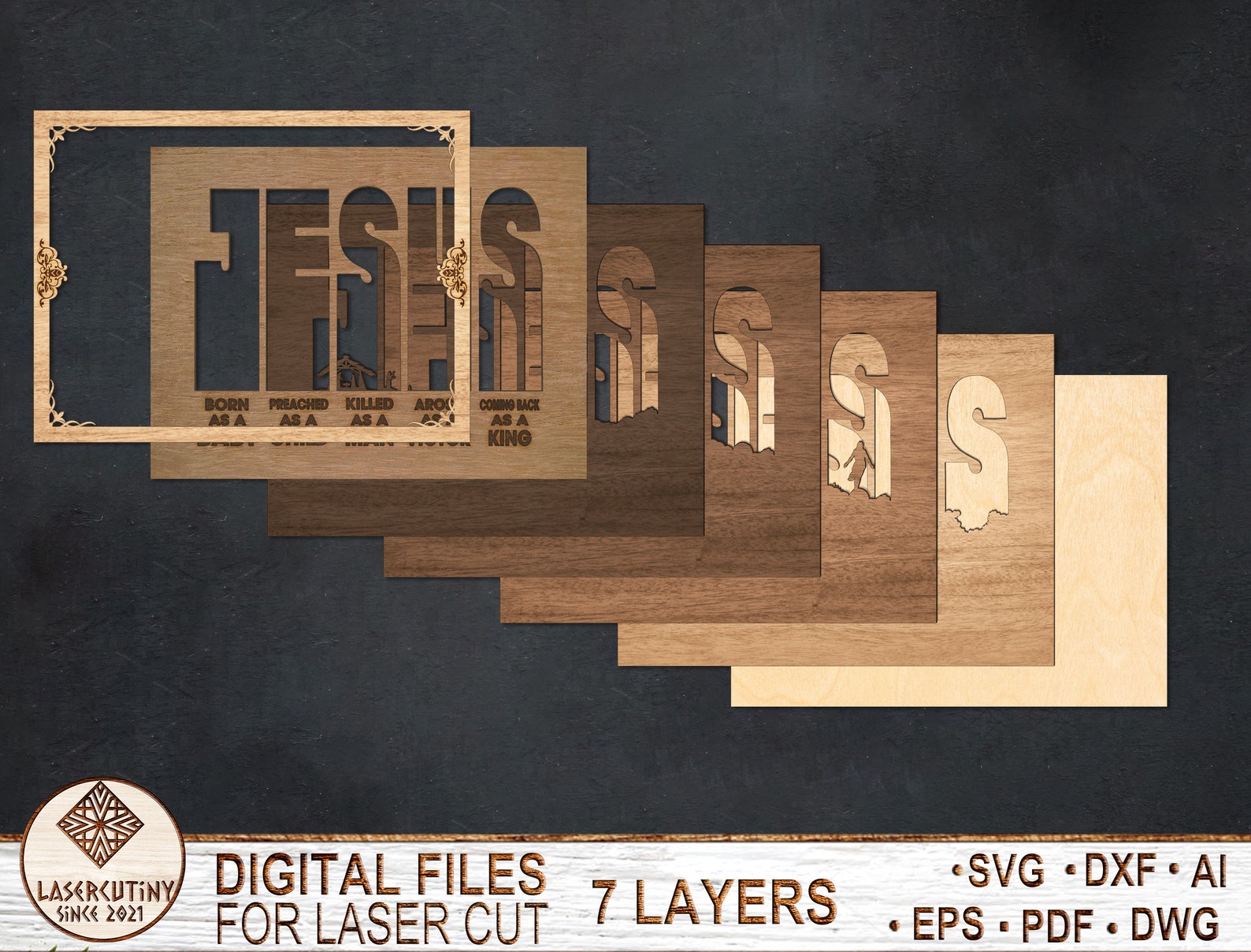 7 Layered Jesus Art Decor, Christian Art Piece for Glowforge, Faith SVG ...