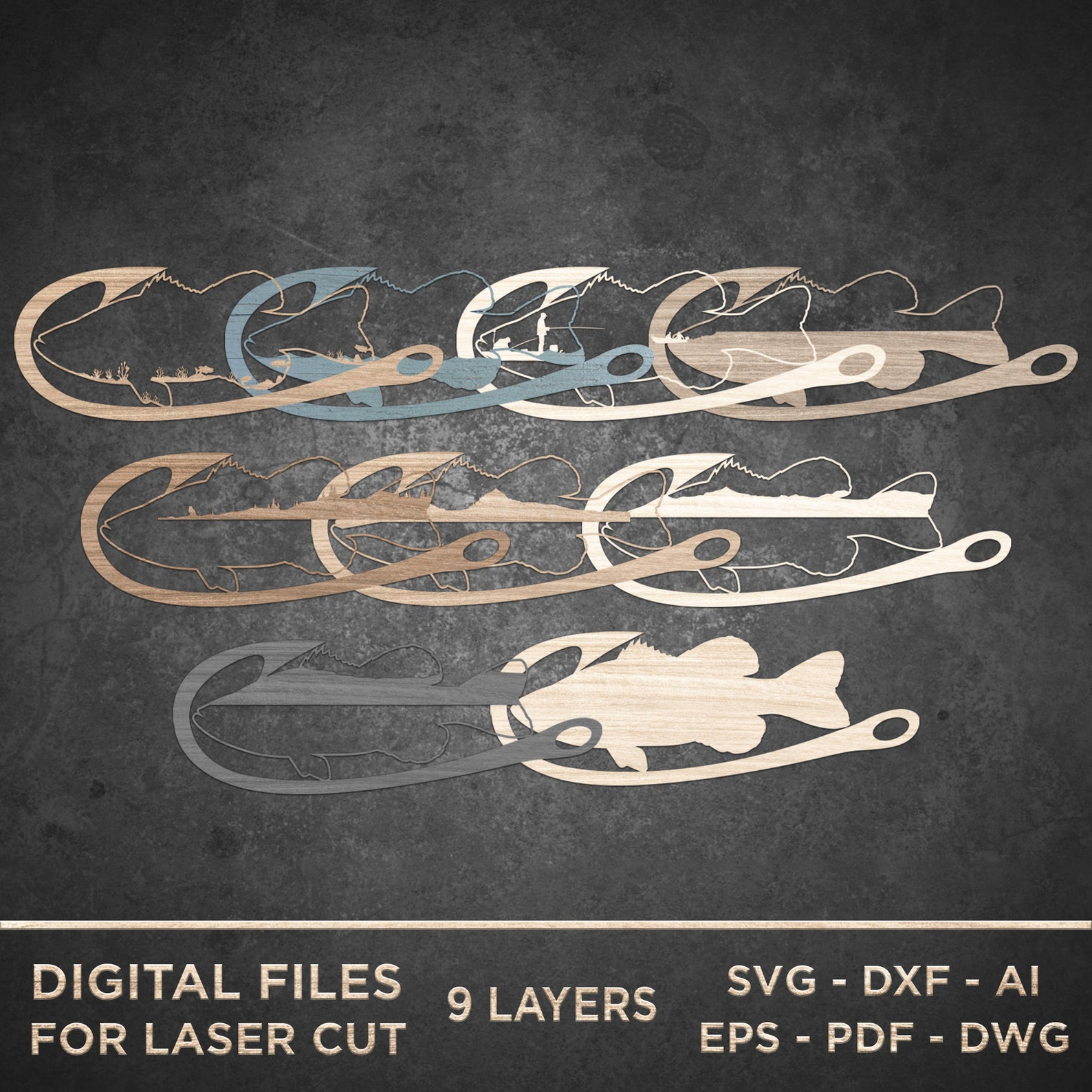 9 Layered Fishing Largemouth Bass Fish Art Decor Glowforge - Etsy