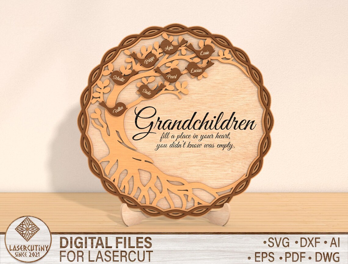Grandkids Tree Sign Svg, Family Tree Laser File Svg, Our Family Tree ...