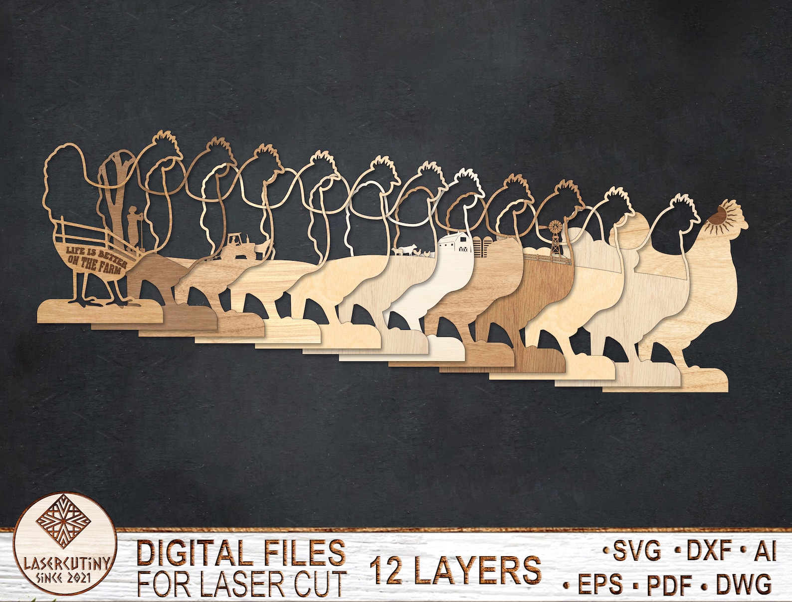 12 Layered Farm Art Decor, Farm Scene Art, Farm Art Piece, Glowforge ...