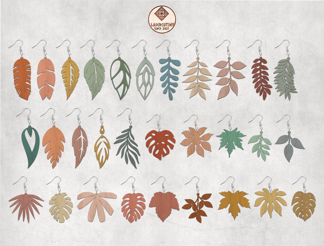 Bundle Leaf Boho Earrings, Leaf Svg, Leaf Earrings, Boho Earrings, Gift ...