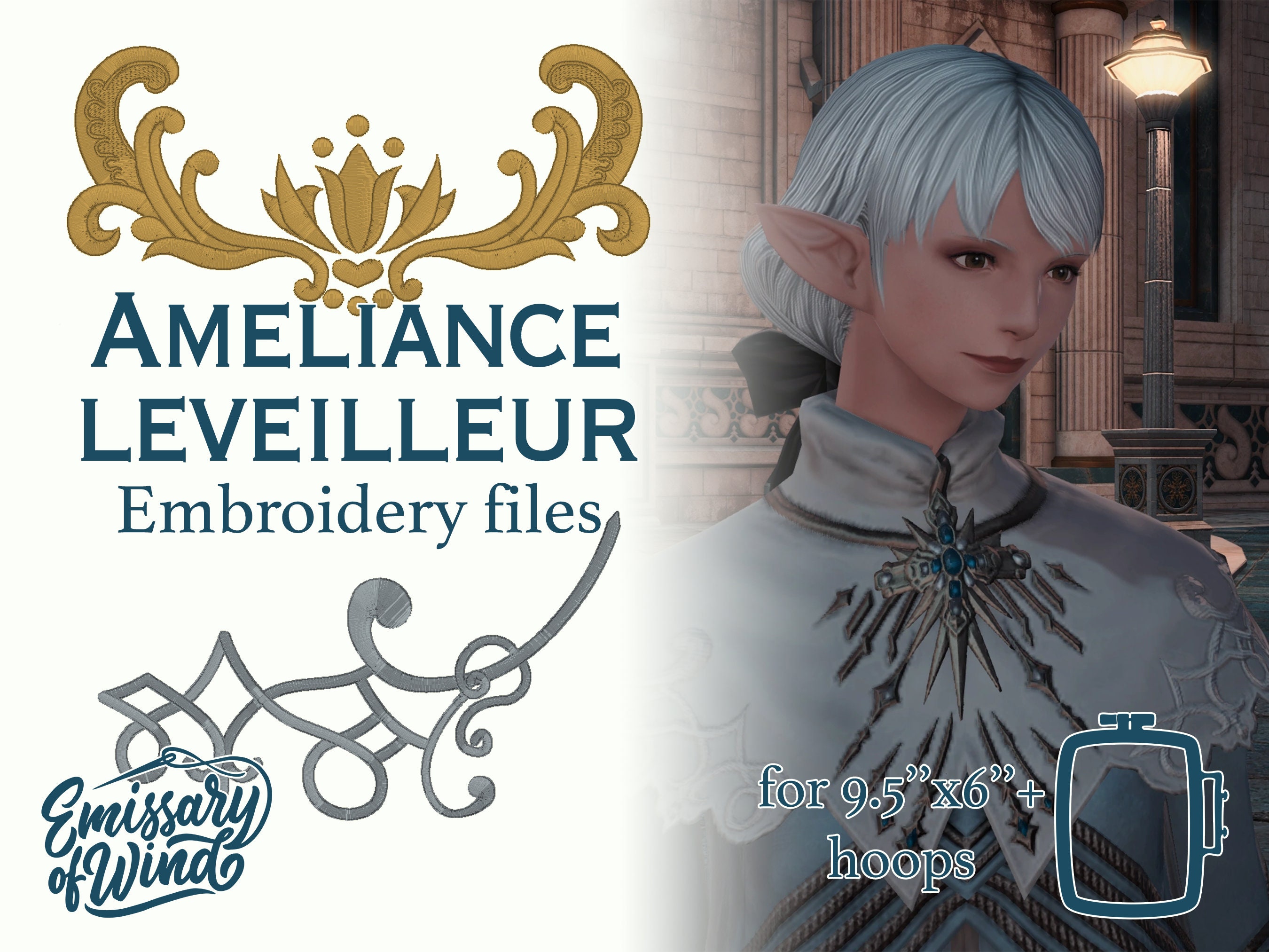 Final Fantasy XIV - Ameliance Leveilleur - Embroidery Design Files for ...