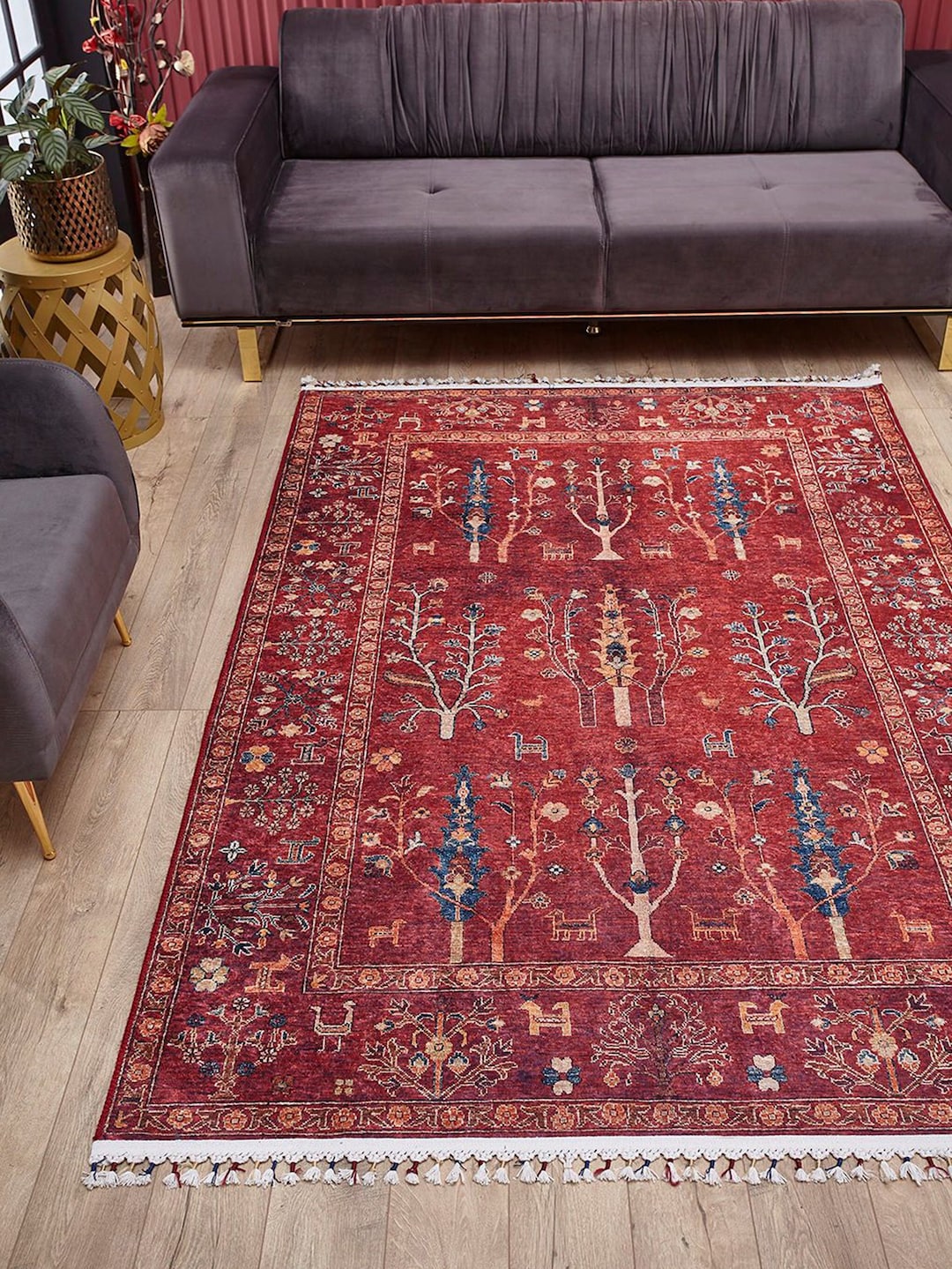 Turkish Red Rug, Ethnic Oriental Area Rugs 8 X 10 6x9 5x8 5x7 Kilim ...