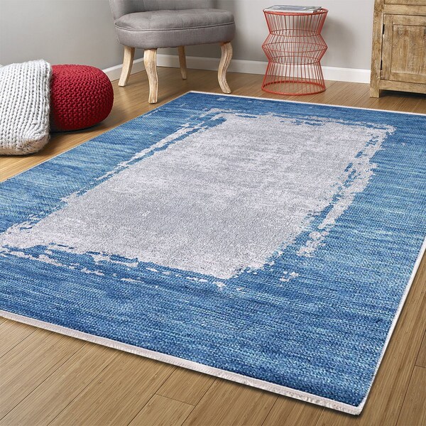 Blue Border Rug - Etsy