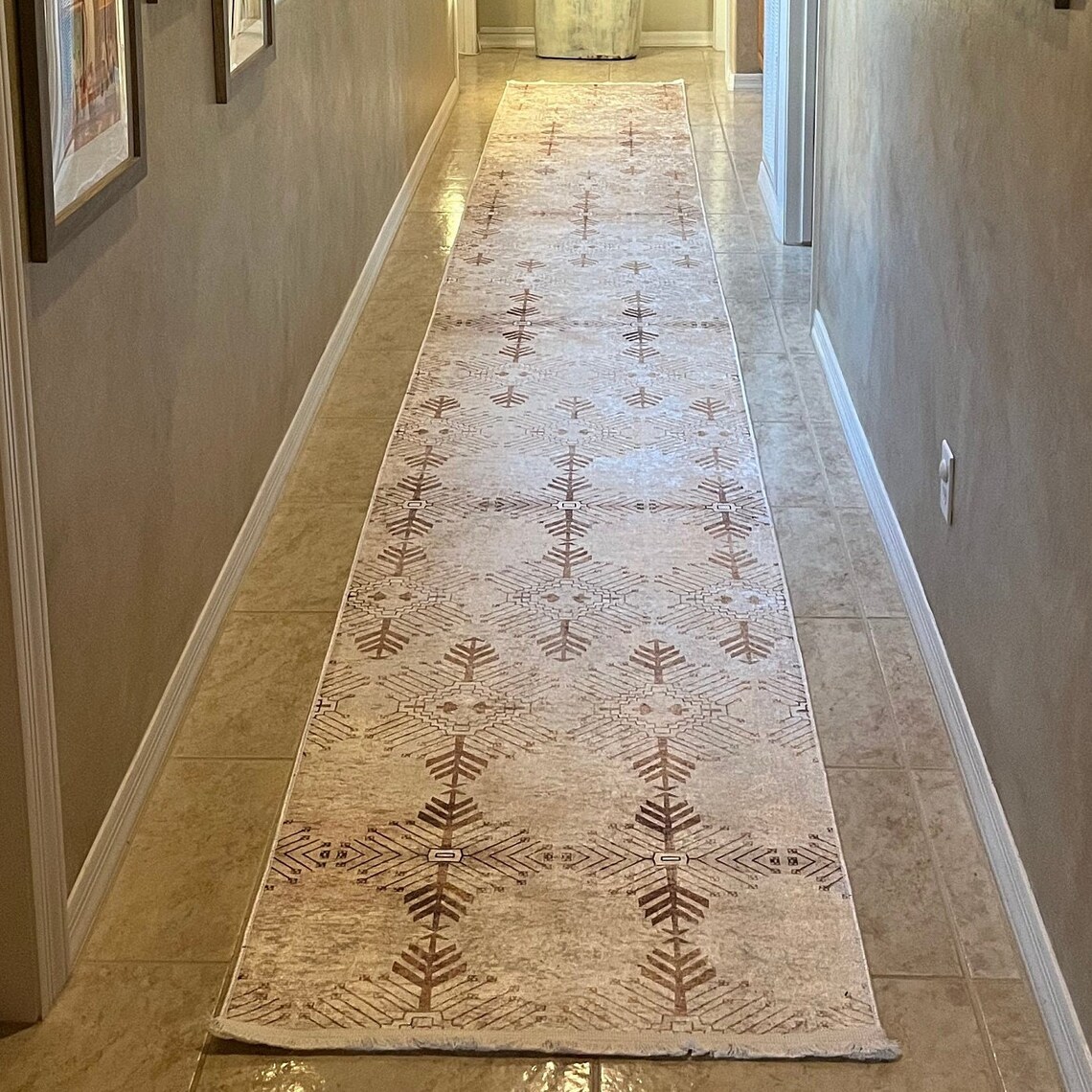 Boho Runner Rug White Beige Geometric Bohemian Farmhouse - Etsy