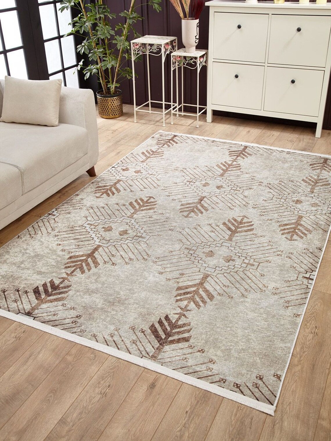 Boho Runner Rug White Beige Geometric Bohemian Farmhouse - Etsy