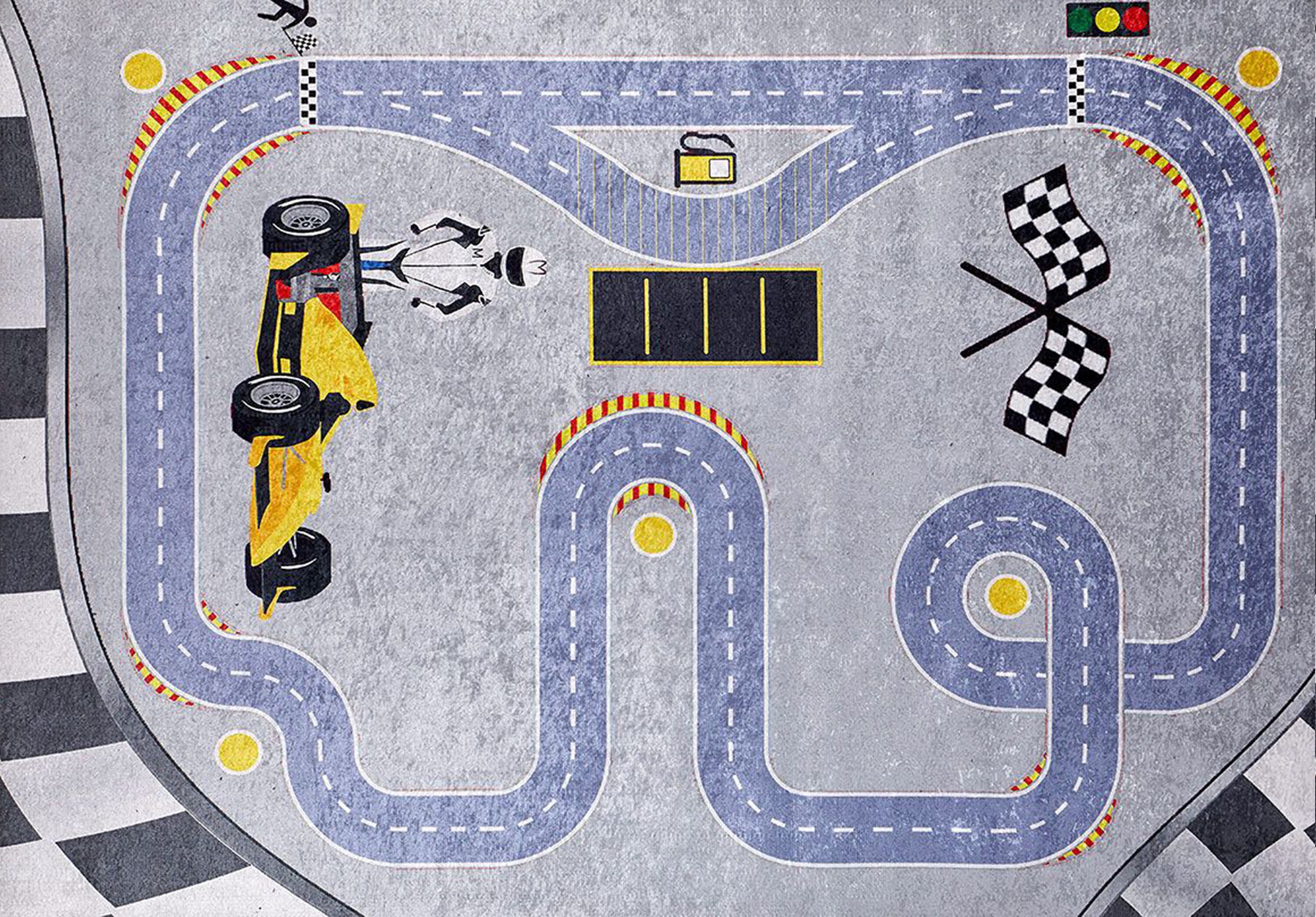 Road F1 Traffic Map Kids Play Rug Gray Game Playroom Rugs Car - Etsy