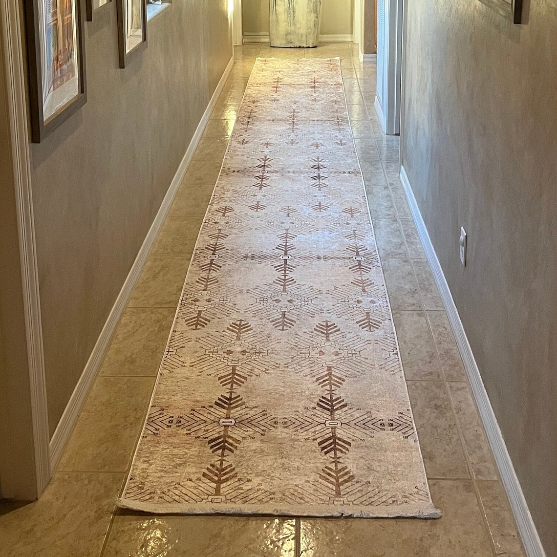 Boho Runner Rug White Beige Geometric Bohemian Farmhouse - Etsy