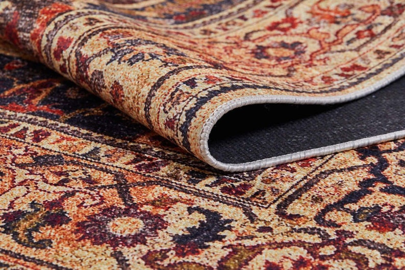 Turkish Beige Rust Orange Rug Medallion Vintage Style 8 X 10 | Etsy