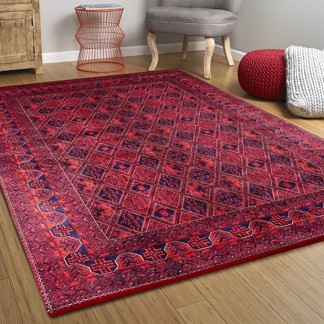 Afghan Rug Burgundy Red Oversized Area Rugs 10x13 9x12 8x10 - Etsy UK