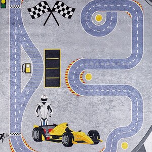 Road F1 Traffic Map Kids Play Rug Gray Game Playroom Rugs Car - Etsy
