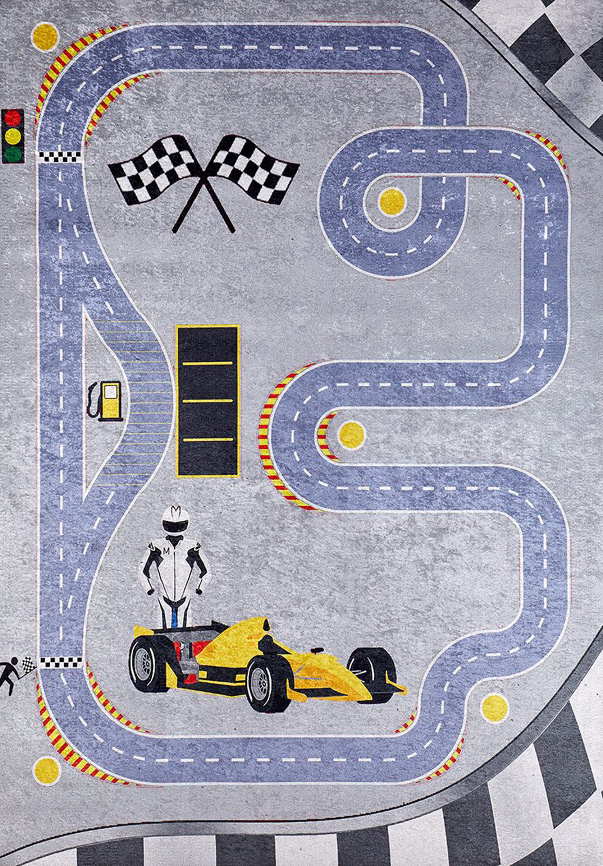 Road F1 Traffic Map Kids Play Rug Gray Game Playroom Rugs Car - Etsy