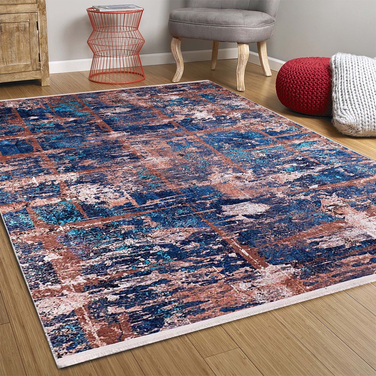 Luxury Unique Navy Blue Rug Color Options 8 X 10 6x9 5x8 5x7 - Etsy