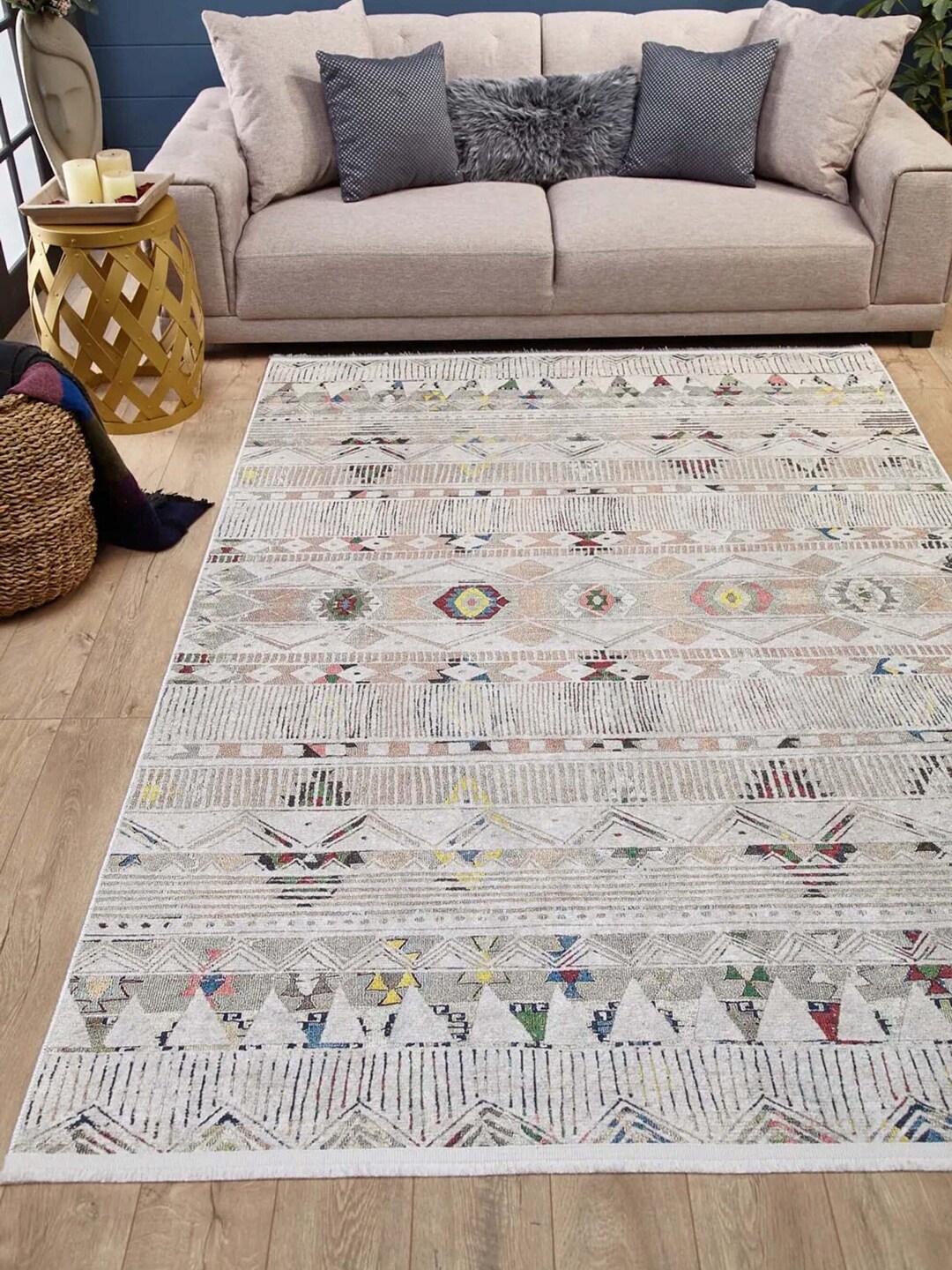 Boho Scandinavian Beige Rug, Area Rugs 8 X 10 6x9 5x8 5x7 Bohemian ...