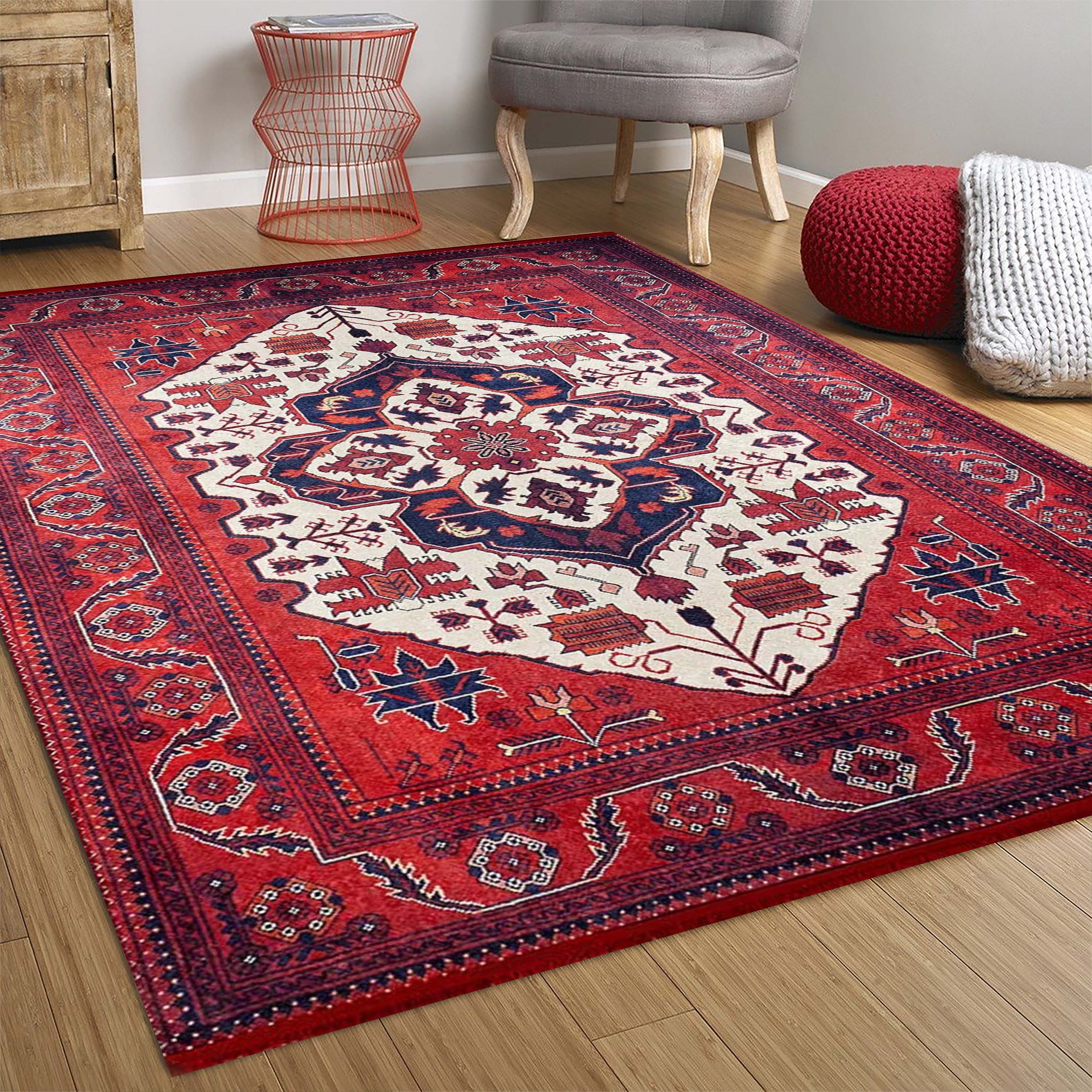 Red Turkish Rug, 1'5 x 2'7 FT / 44 x 80 CM, Vintage Oushak Rug, Red ...