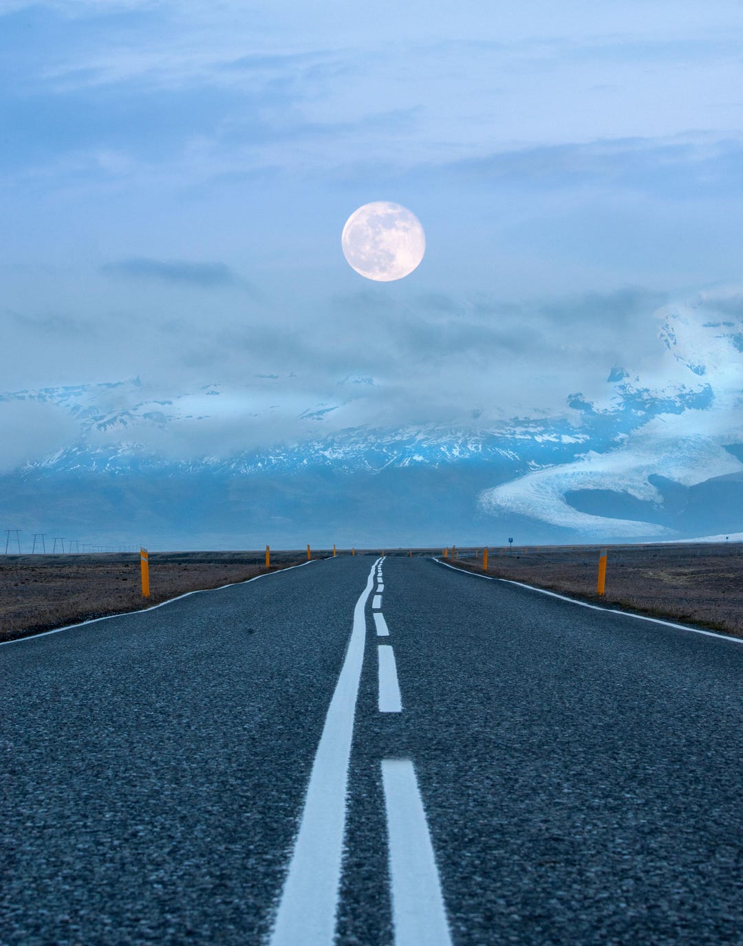 Full Moon Over the Mountains of Iceland - Iceland Landscape Print ...