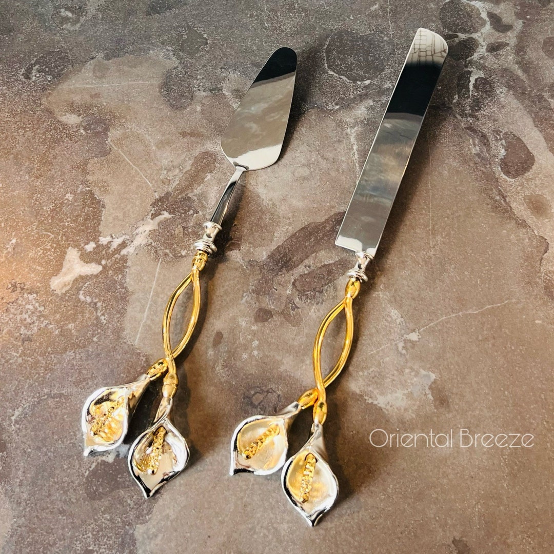 Fancy Cake Serving Set, Wedding Cake Serving Set, Cake Knife and Server ...