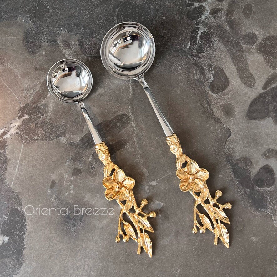 Gold Floral Serving Set, Serving Utensils, Serving Spoons, Home Decor ...