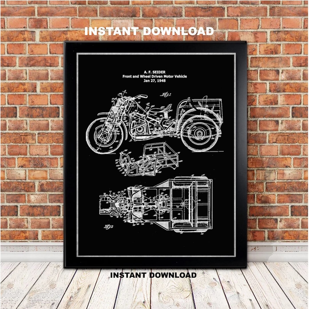 Indian Motorcycle Patent Art Print, 1948 Blueprint (digital Download ...