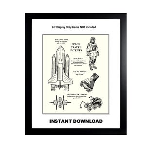 Space Patent Art NASA Printable Astronaut Suit, Space Shuttle, Lunar ...