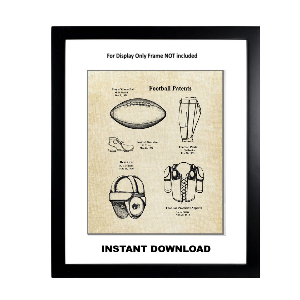 Sports Art Prints Printable Prints Set of 4 Posters Baseball Football ...