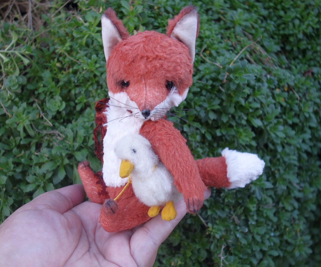 Artist Teddy Fox With Goose OOAK 15 Cm Cut Diana Yunusova - Etsy UK