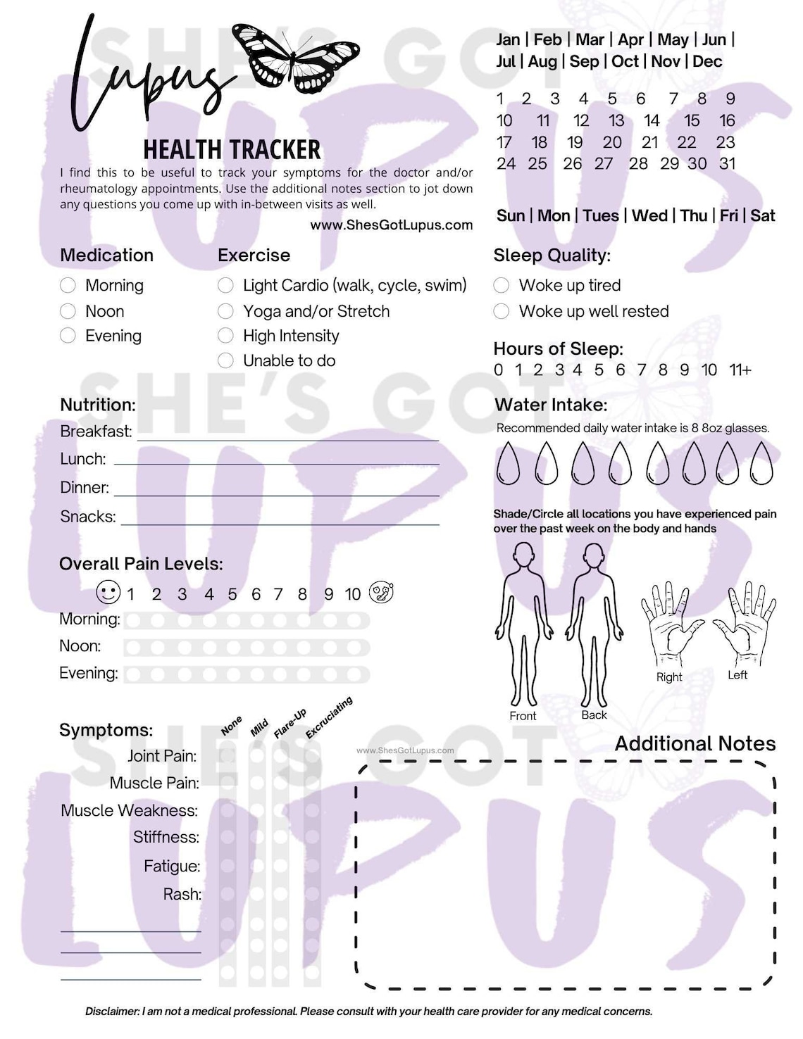 Lupus Health Tracker | Chronic Illness Tracker | Autoimmune Tracker - Etsy