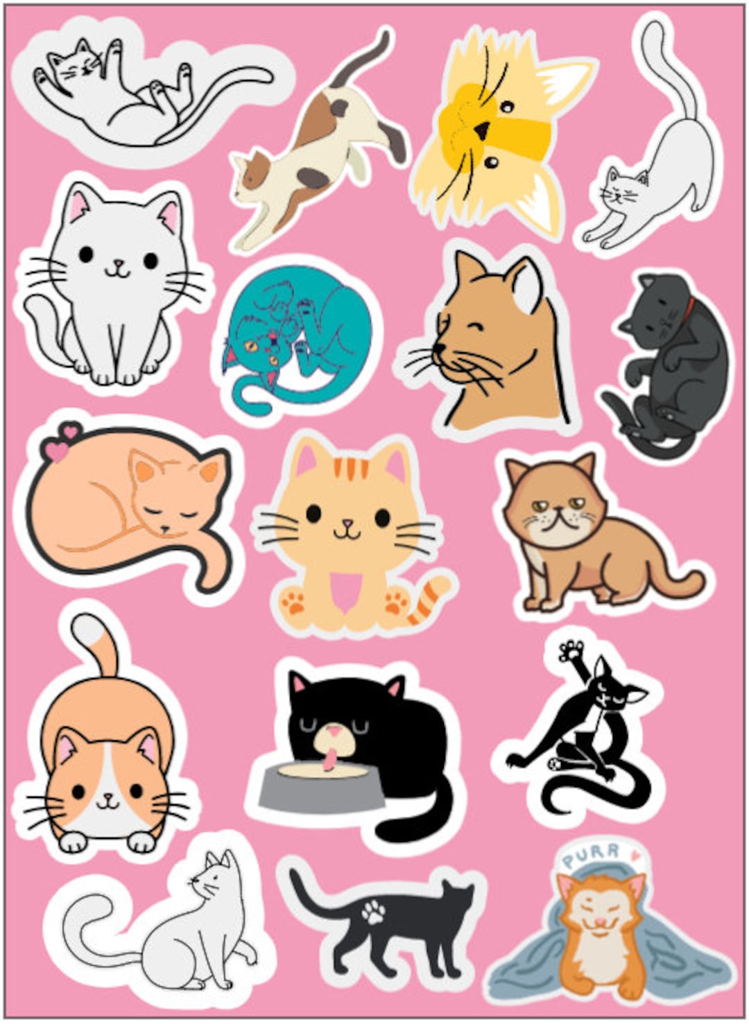 Cat Stickers | Laptop Decals | Water Bottle Stickers | Kitty Cat | Cat ...