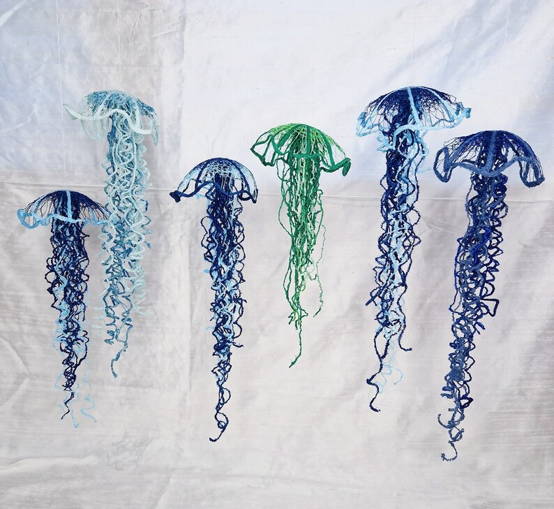 Embroidered Hanging Jellyfish - Etsy UK
