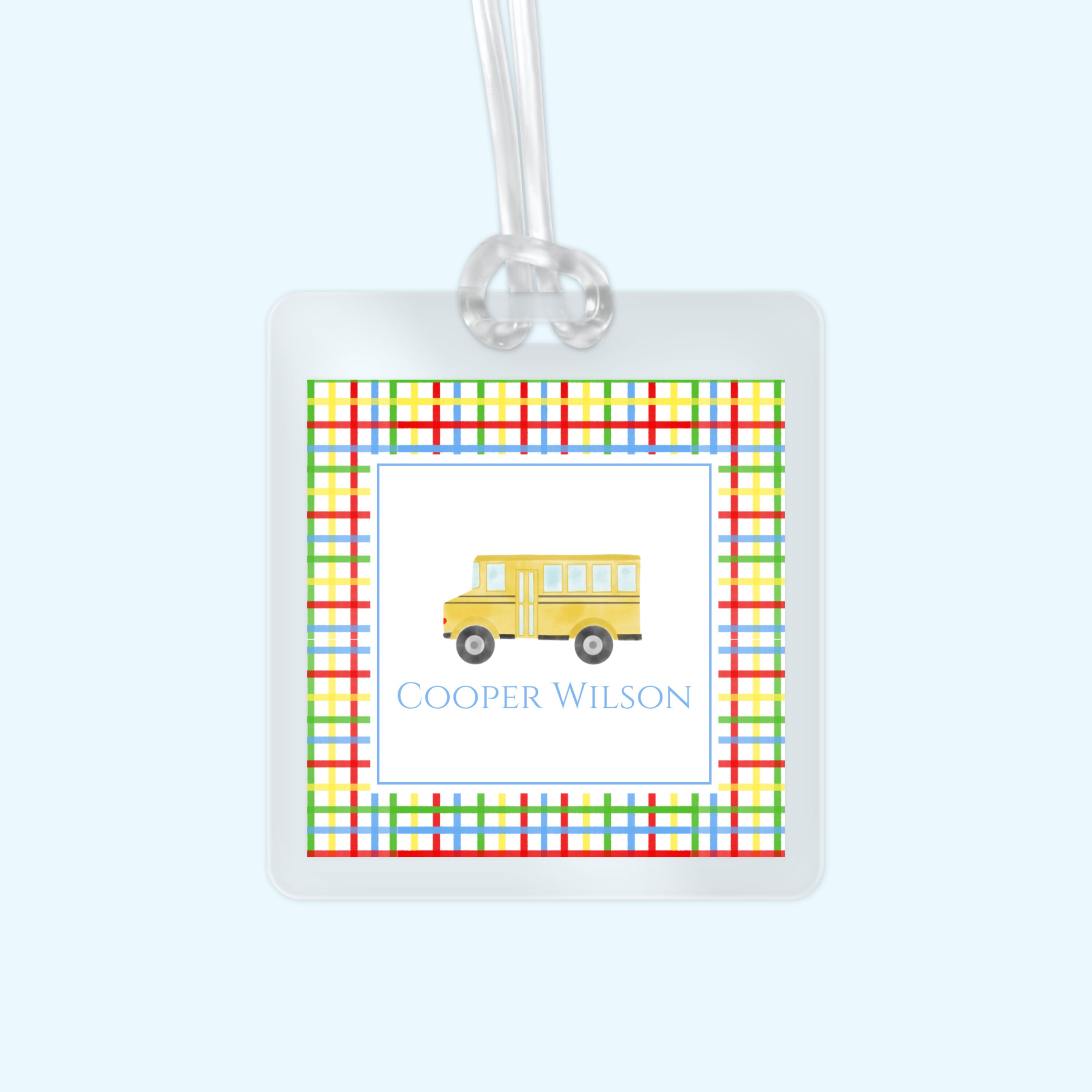 Personalized Primary School Bus Laminated Bag Tag Luggage Tag Backpack ...