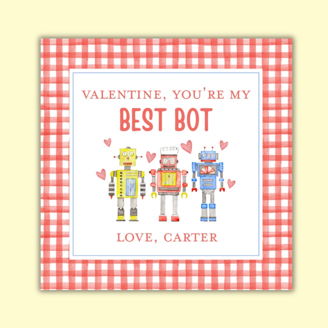 Robot Printable Valentine for Kids and Toddlers, Digital Download Best ...