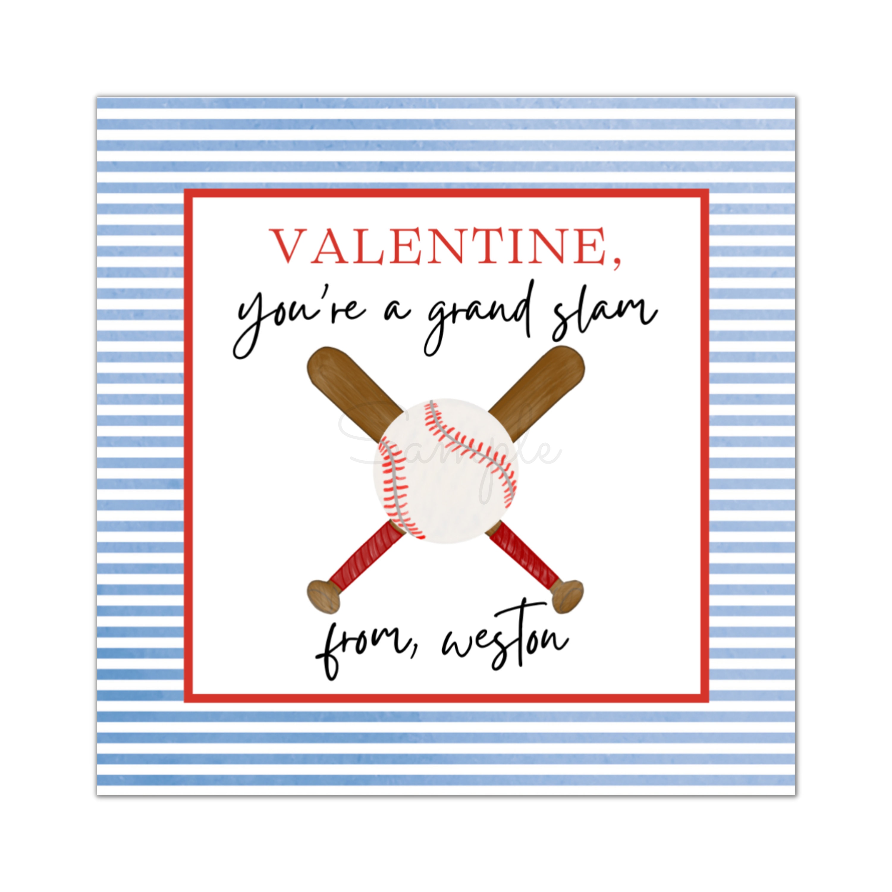 Printable Red & Blue Baseball Valentine, Grand Slam Valentine ...