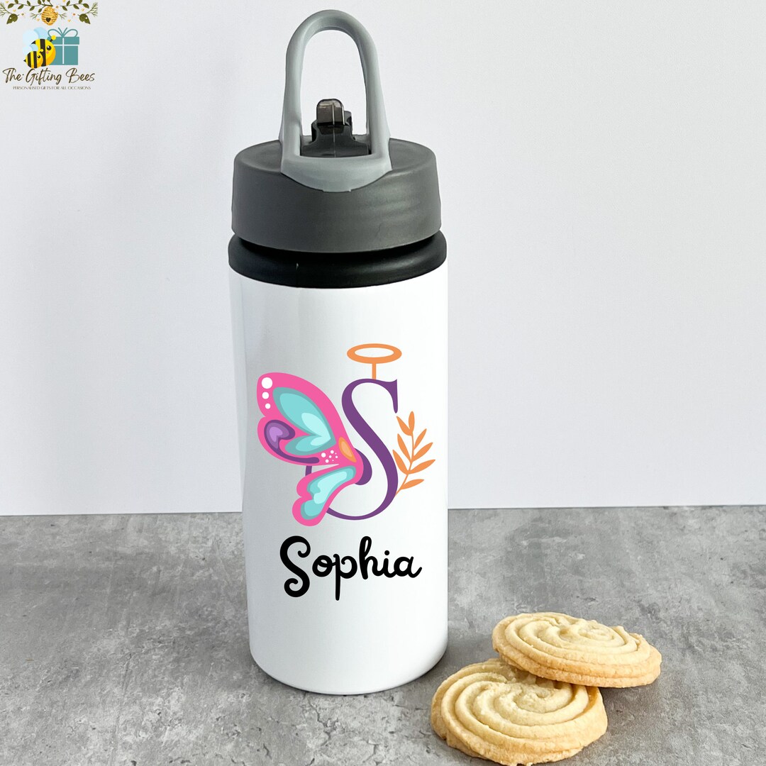 GIRLS PERSONALISED NAME Butterfly Bottle Girls Personalised Water ...
