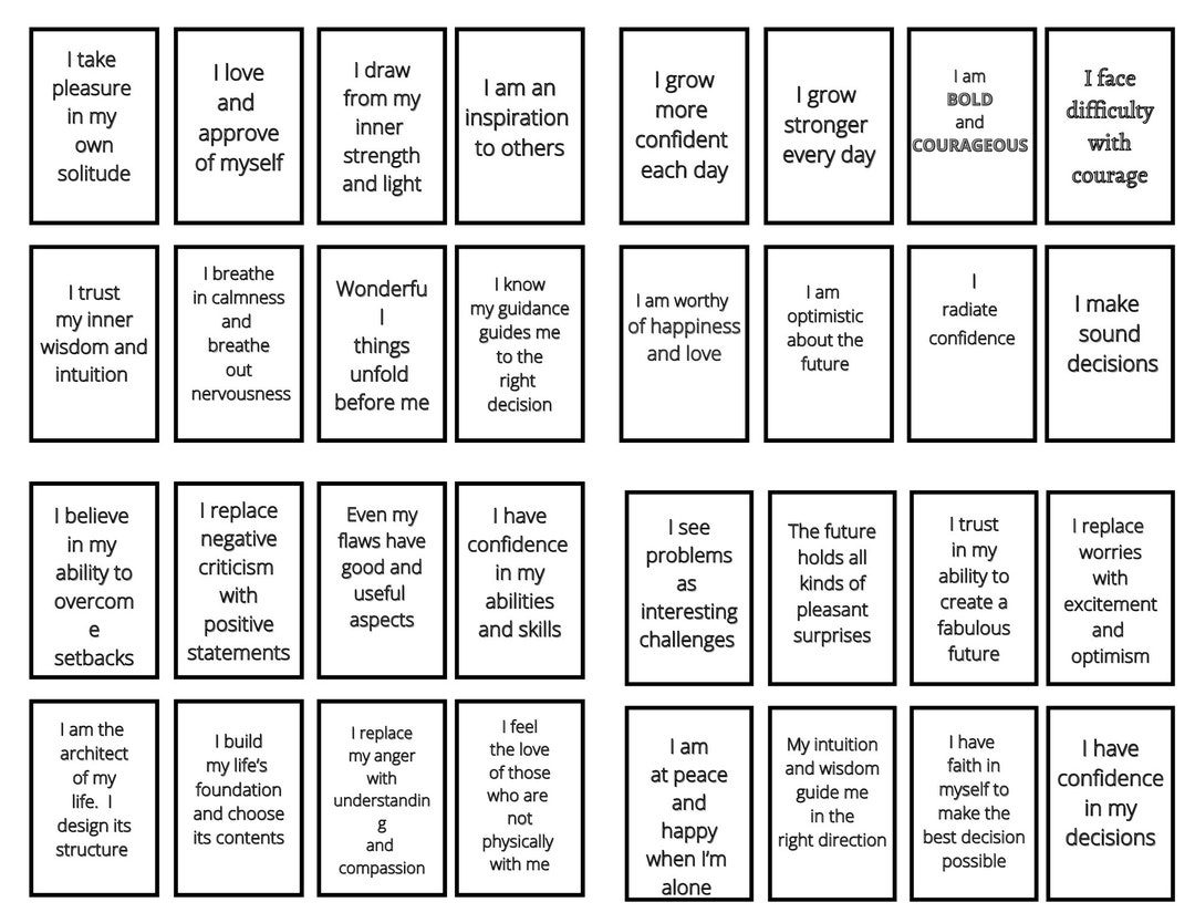 Confidence & Self-esteem Printable Affirmation Cards, Digital Download ...