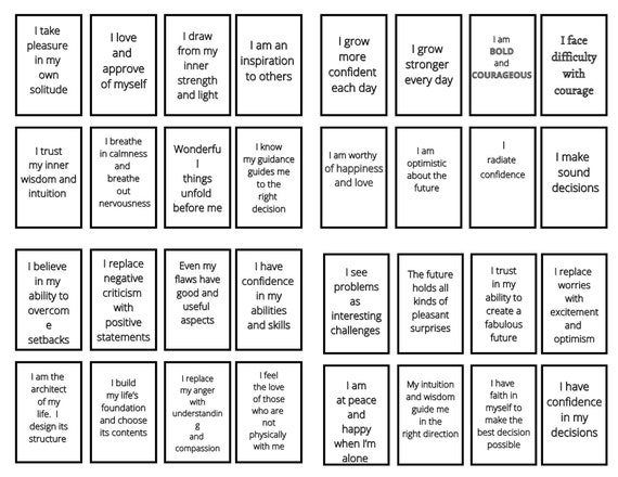 Confidence & Self-esteem Printable Affirmation Cards Digital - Etsy