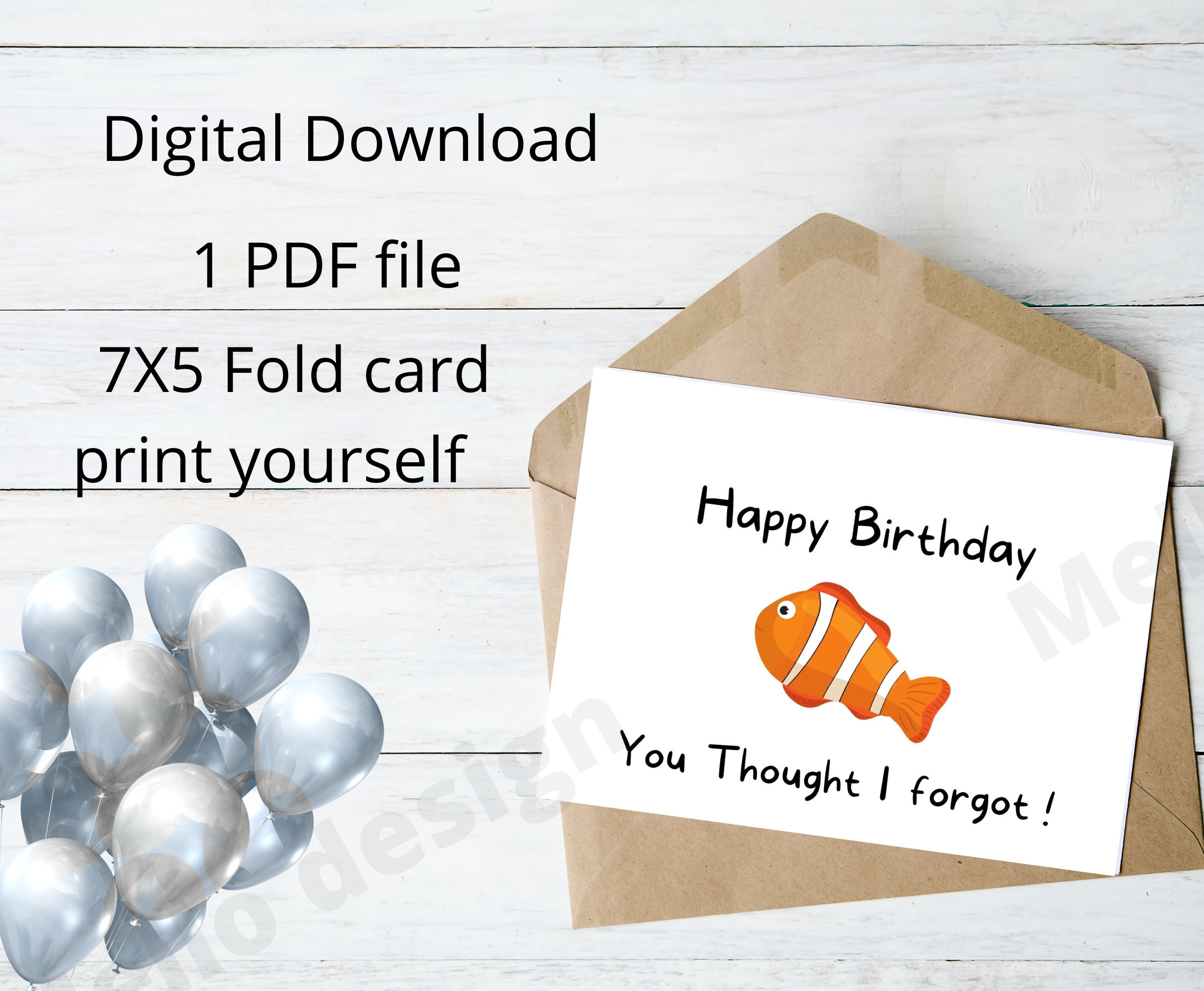 Fish Birthday Card, Printable Fish Card /funny Birthday Card to Print ...