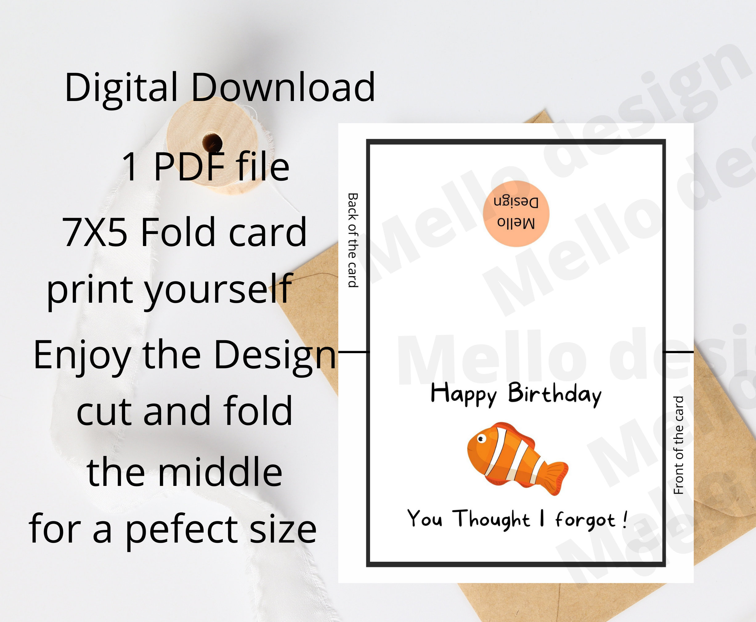 Fish Birthday Card, Printable Fish Card /funny Birthday Card to Print ...