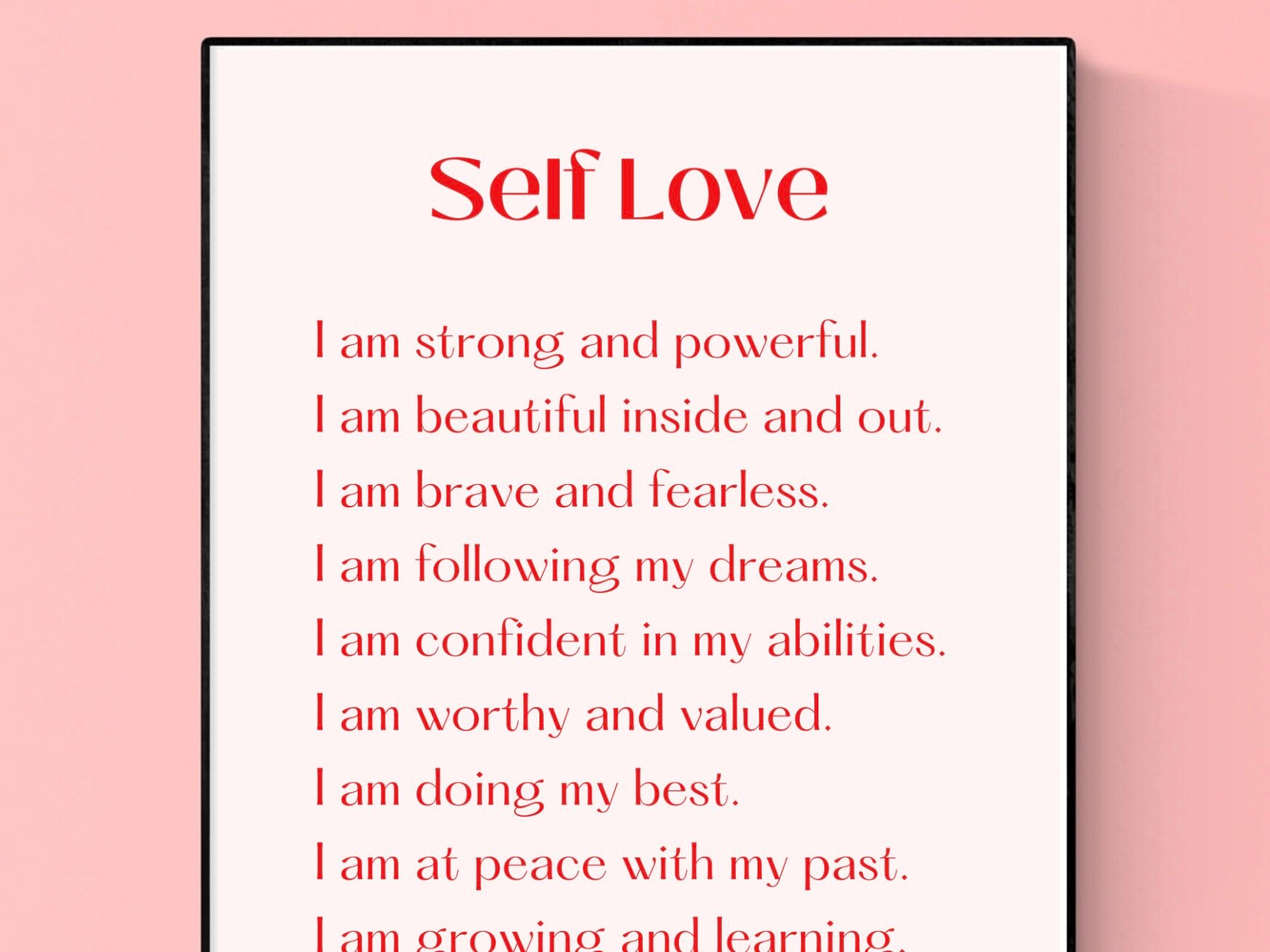 Self Love Typography Wall Art Digital Download Printable - Etsy