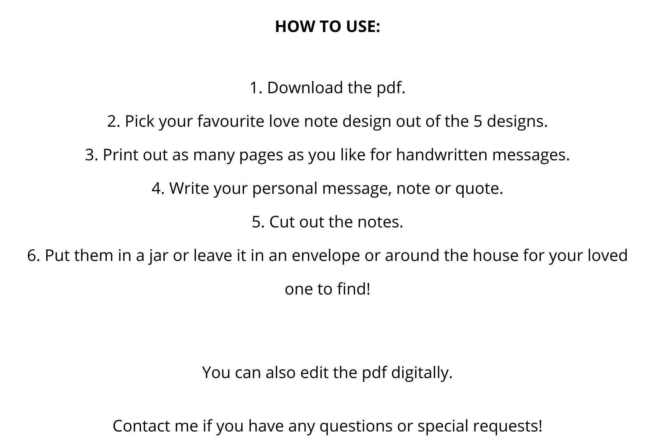 Printable Love Notes Template Reasons Why I Love You Digital Download ...