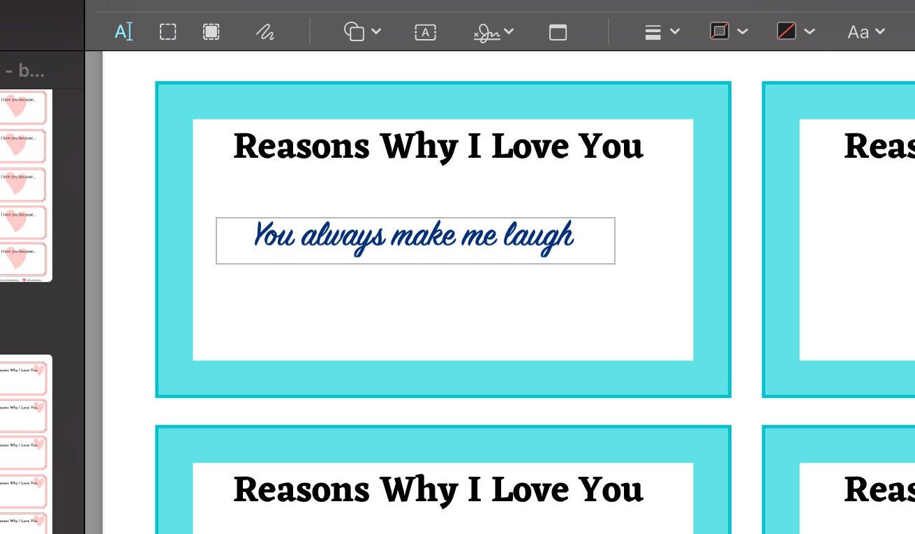 Printable Love Notes Template - Reasons Why I Love You - Digital ...