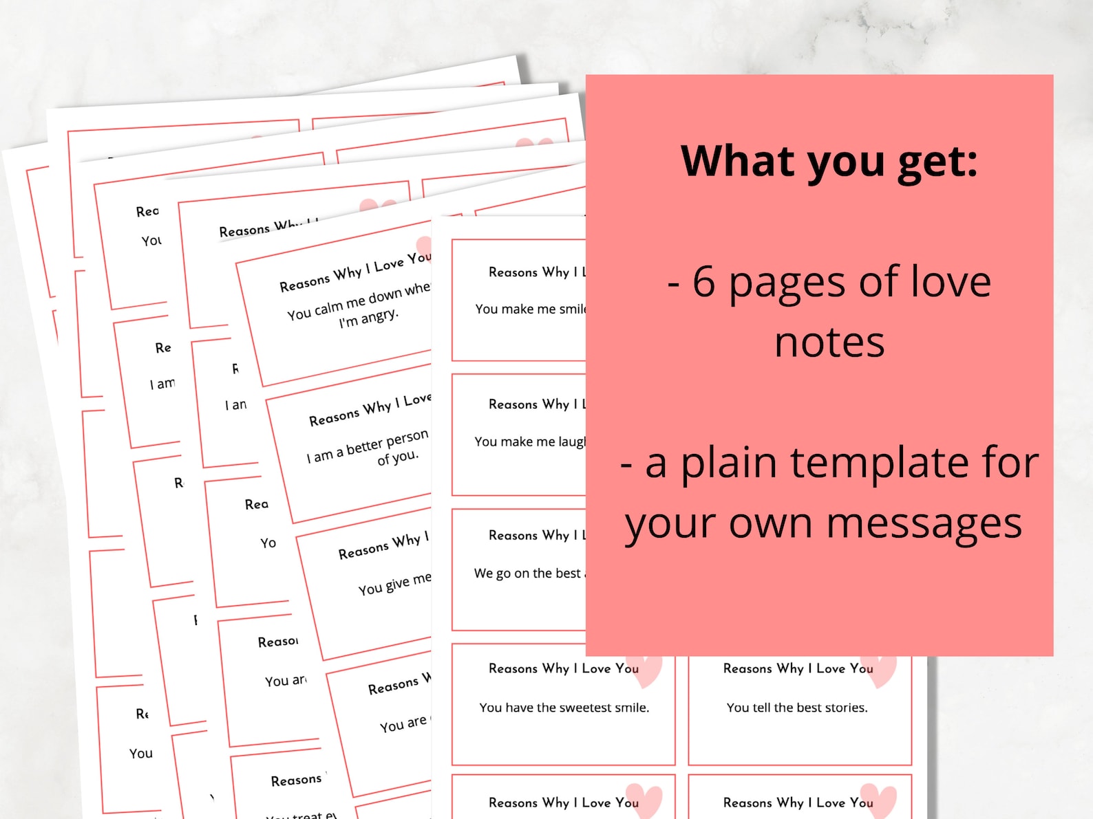 Reasons Why I Love You - Love Notes Printable - Instant Digital ...