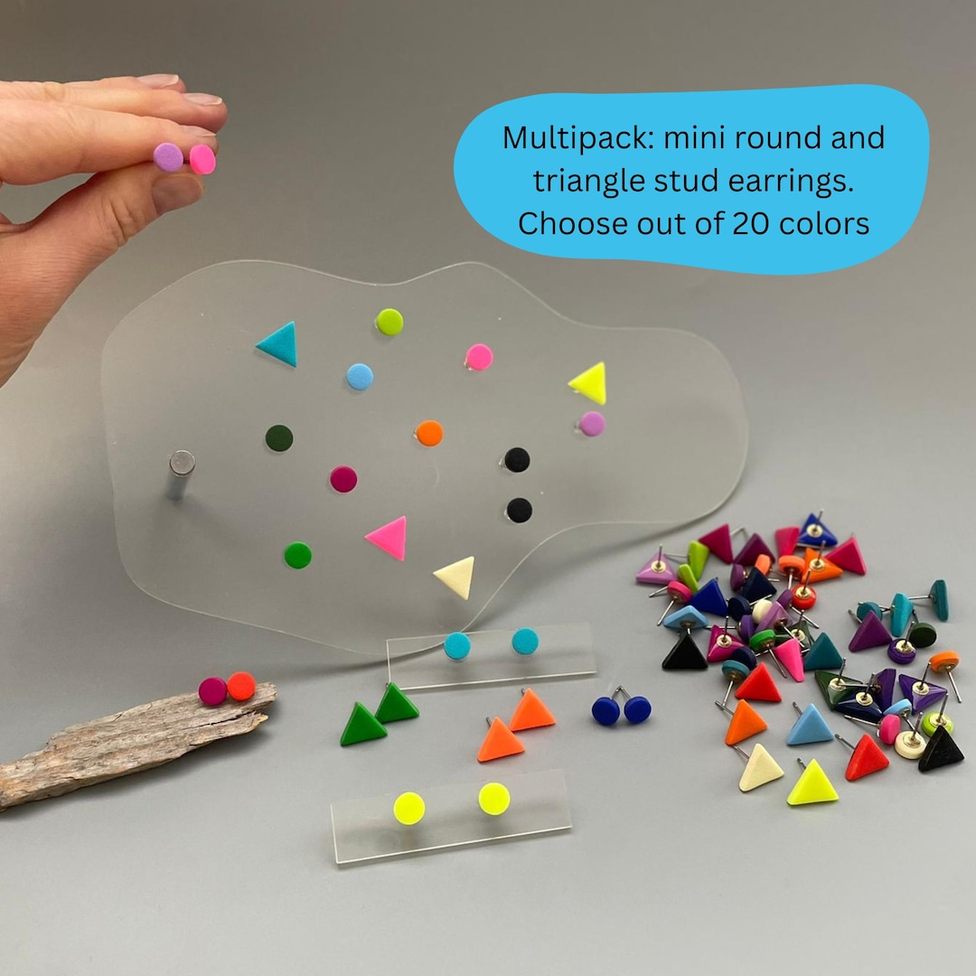 Set of Stud Earrings Small Studs for Everyday Multipack Colorful Round ...