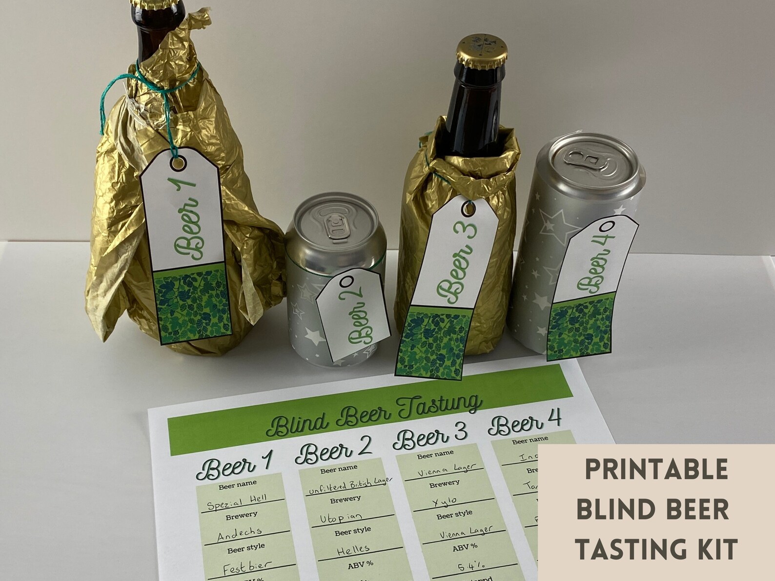Blind Beer Tasting Kit Printable | Beer Tasting Party | Digital ...