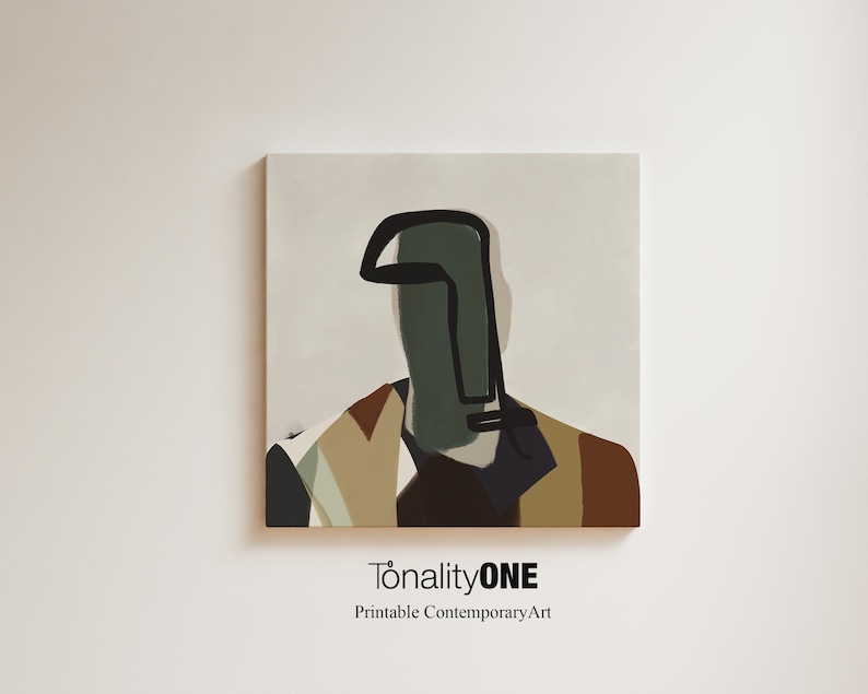 Abstract Portrait Art Print: Mid-century Modern Minimalist Decor ...