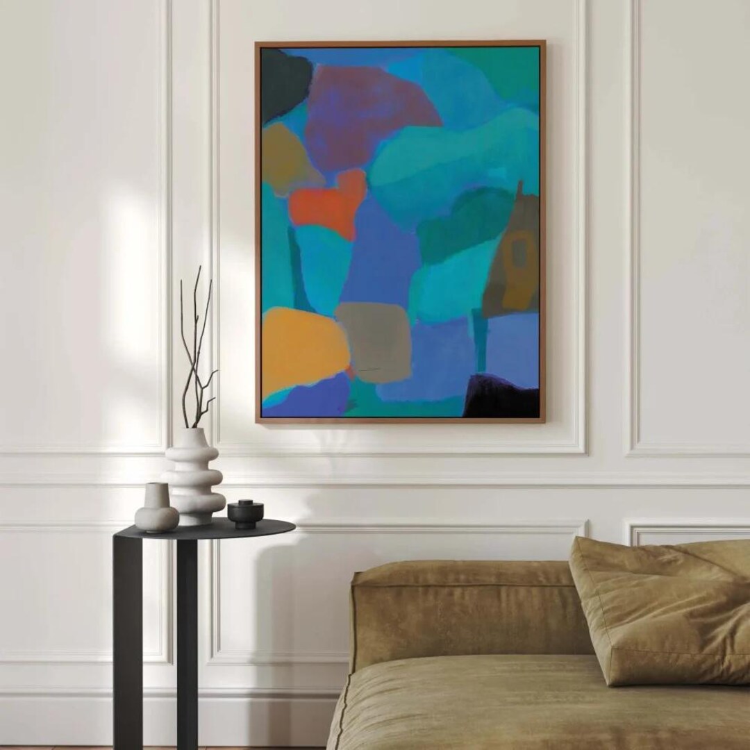 Colorful Abstract Shapes Artwork, Bold Modern Landscape Digital Print ...