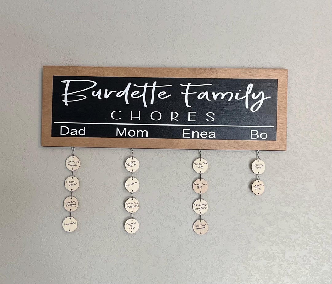 Personalized Family Chore Chart: Wooden Organization Sign With Tags - Etsy